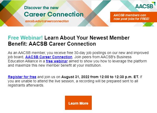 Free Webinar! Learn About Your Newest Member Benefit: AACSB Career ...